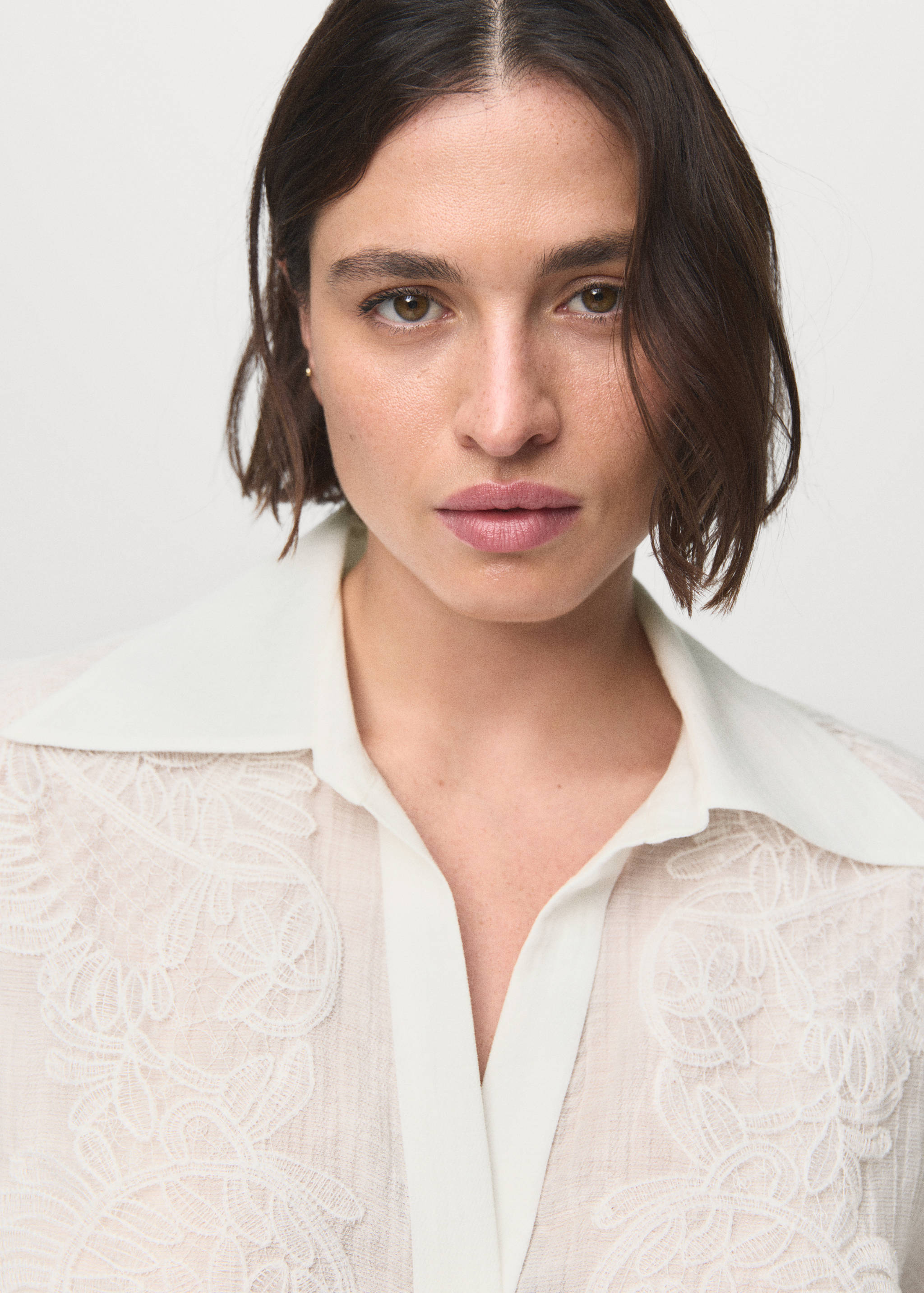 Lyocell shirt with patches - Women | MANGO USA