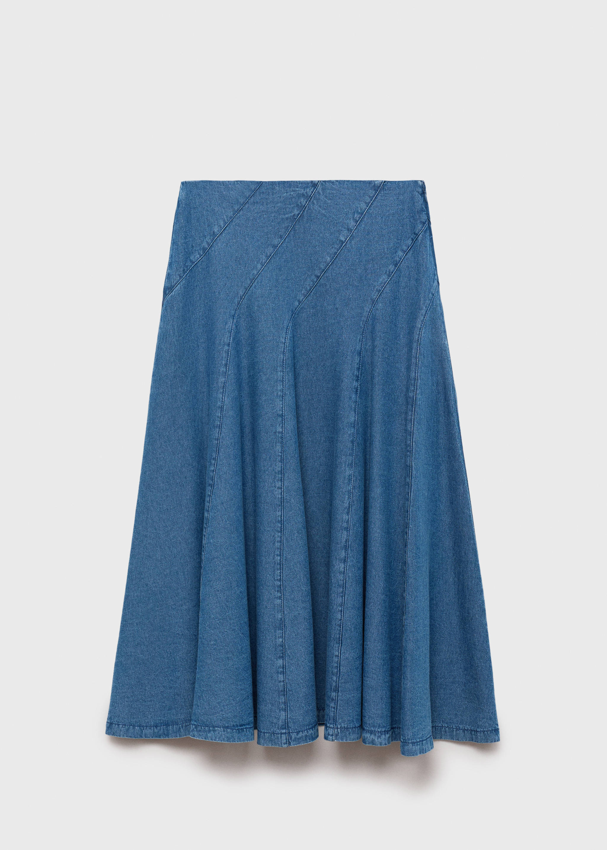 Falda midi denim costuras - Mujer | MANGO EE.UU
