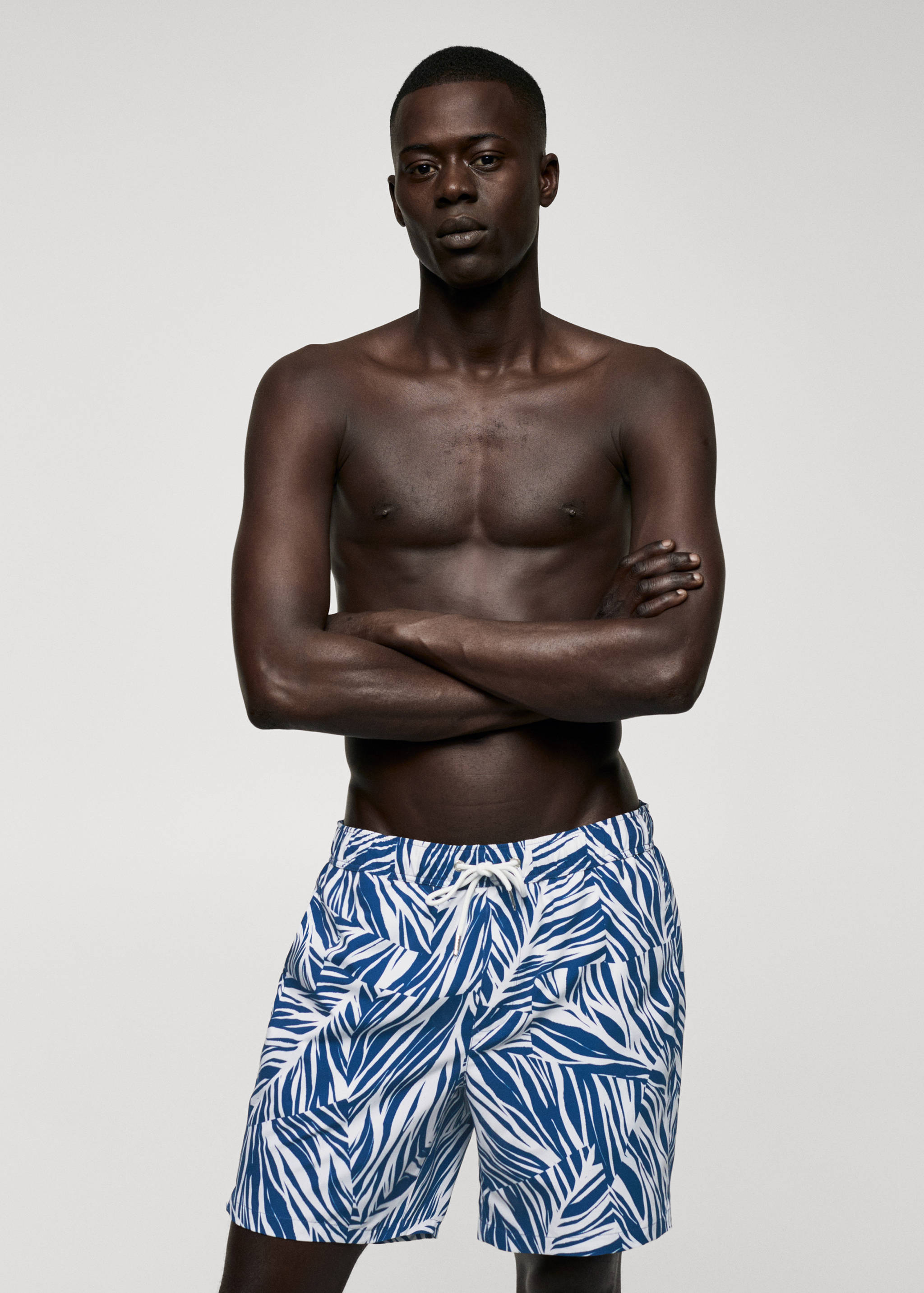 Leaf-print swimsuit - Men | MANGO USA