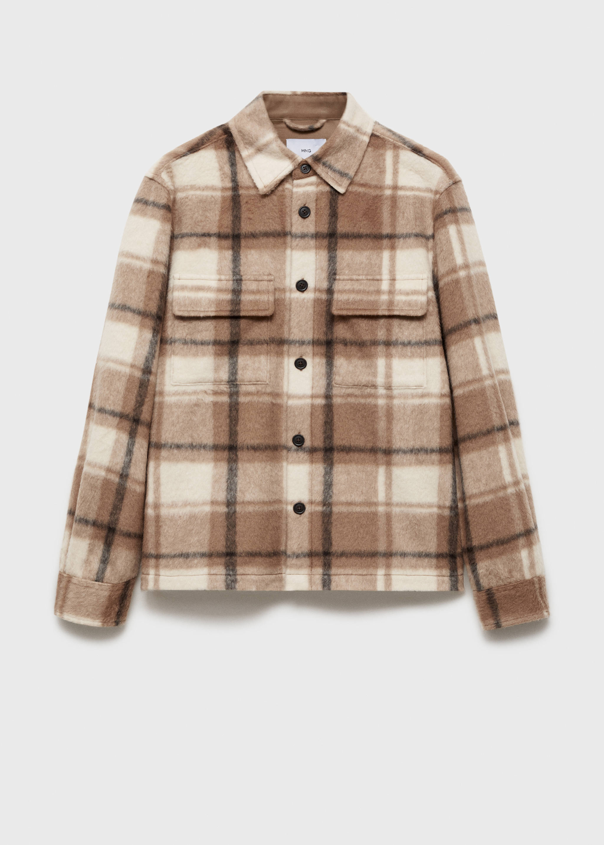 Check flannel textured overshirt - Men | MANGO USA